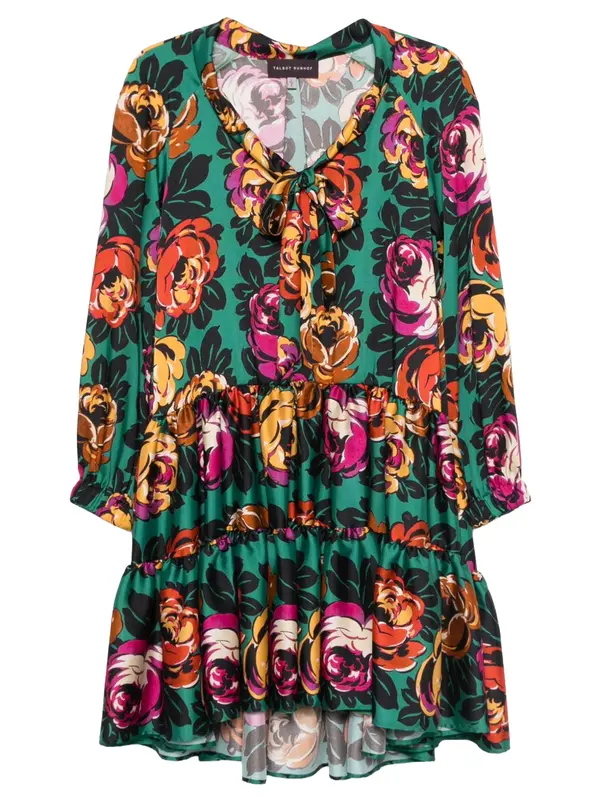 Talbot Runhof Floral-print Mini Dress - Green