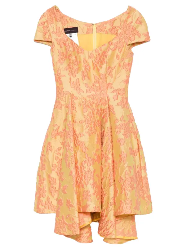 Talbot Runhof Floral-jacquard Asymmetric Dress - Yellow