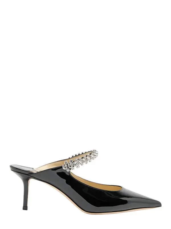 JIMMY CHOO Bing 65 Embellished Patent Leather Mules - Black