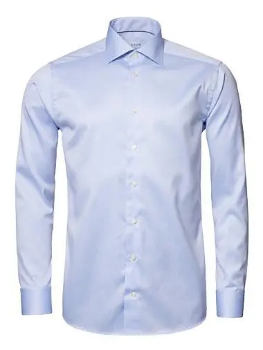 Eton Cutaway-collar Single-cuff Contemporary-fit Cotton-twill Shirt - Light Blue