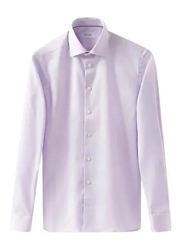 Eton Cutaway-collar Single-cuff Contemporary-fit Cotton-twill Shirt - Mid Purple
