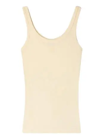 Sandro Ribbed Stretch-cotton Top - Light Yellow