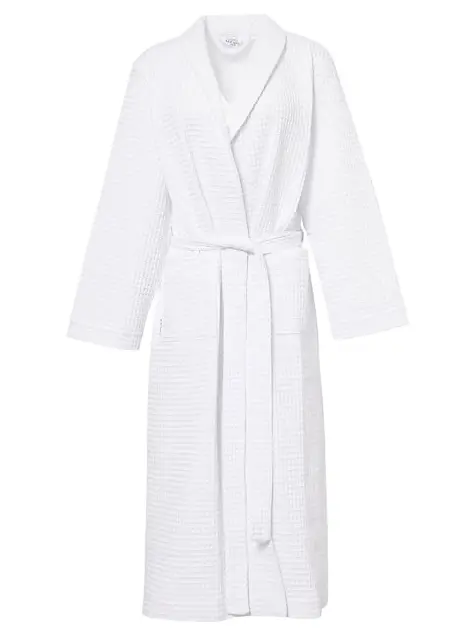 Lounge Waffle Texture Cotton-blend Dressing Gown Xl/xxl - White