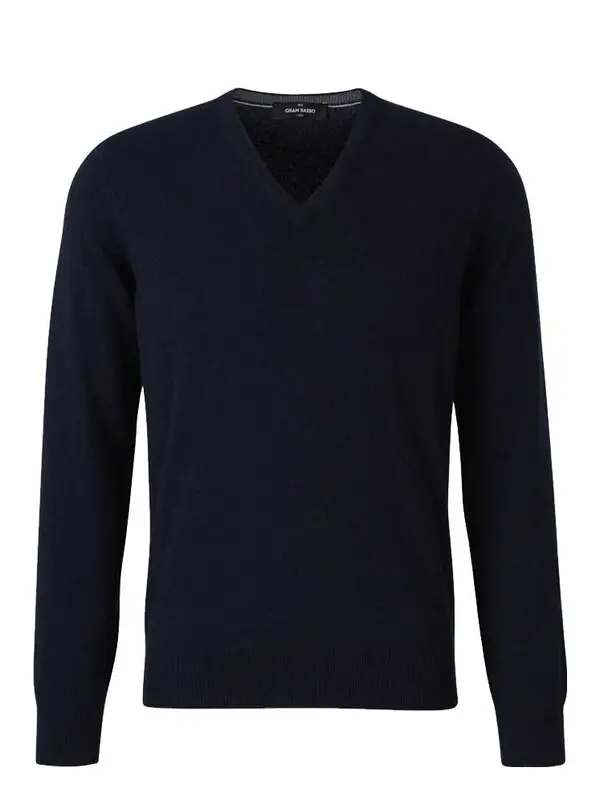 GRAN SASSO Wool Knitted Jersey - Navy Blue