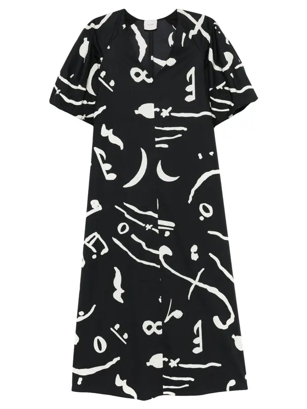 ALYSI Abstract-print Maxi Dress - Black