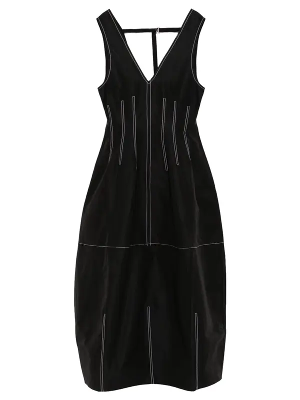 LEE MATHEWS V-neck Midi Dress - Black