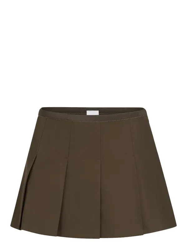 Patou Pleated Gabardine Mini Skirt - Brown