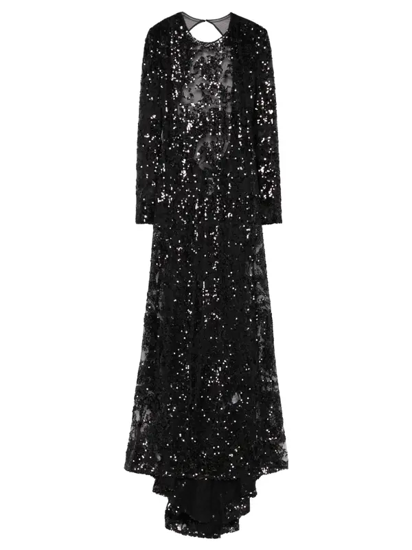 Victoria Beckham Sequined Tulle Gown - Black