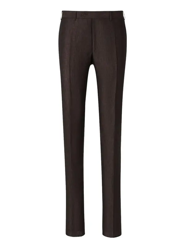 Canali Straight-leg Linen Trousers - Brown