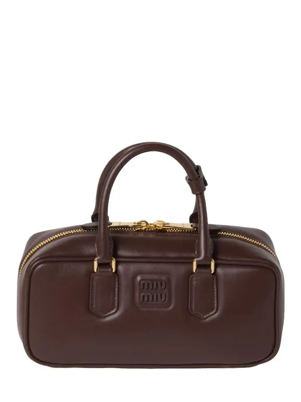 Miu Miu Arcadie Leather Tote Bag - Brown