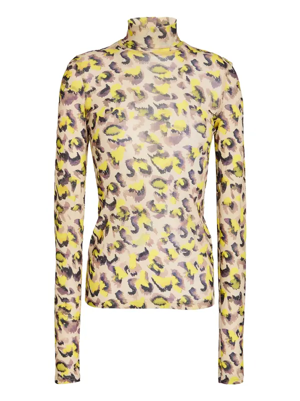 Nanushka Printed Jersey Turtleneck Top - Animal Print
