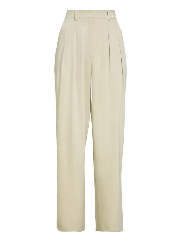 Nanushka Pleated Satin Wide-leg Pants - Ecru