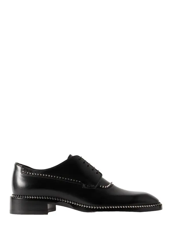 CHRISTIAN LOUBOUTIN Cocoriclou Studded Leather Derby Shoes - Black