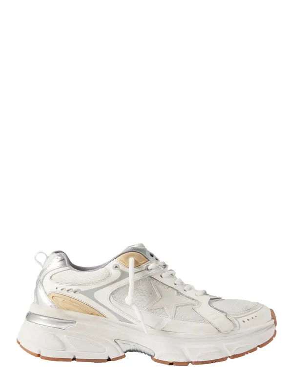 Golden Goose Lightstar Leather And Mesh Sneakers - Neutrals