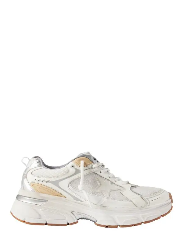 Golden Goose Lightstar Leather And Mesh Sneakers - Neutrals