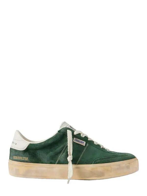 Golden Goose Soul Star Distressed Suede Sneakers - Green