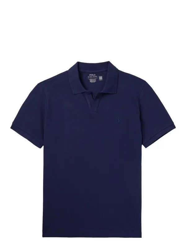 Polo Ralph Lauren Logo-embroidered Cotton-blend Piqué Polo Shirt - Blue