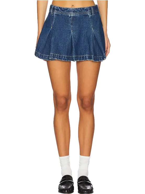 Free People Madison Ave Denim Mini Skirt - Wandering Eyes