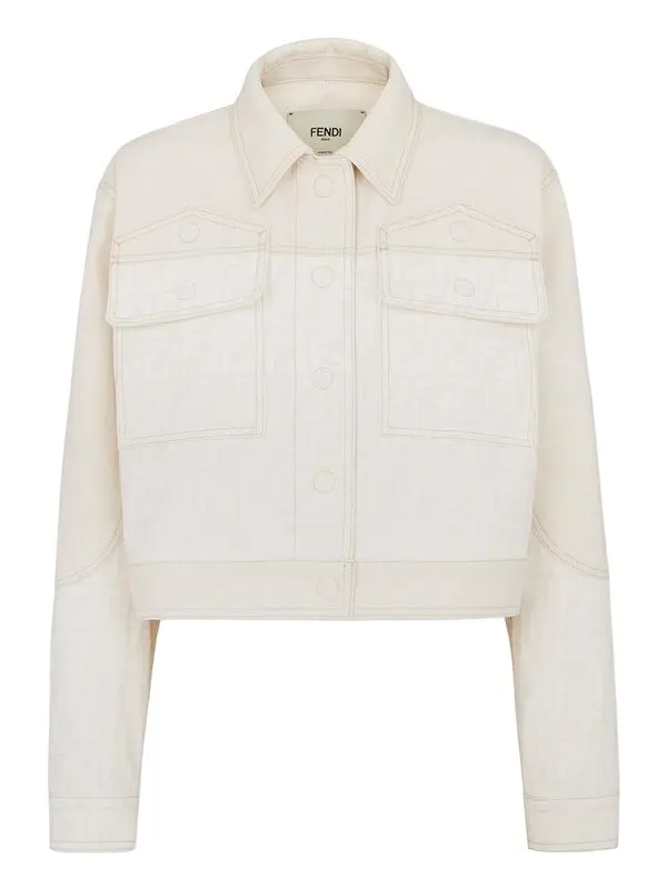 Fendi Ff Off Denim Jacket - White