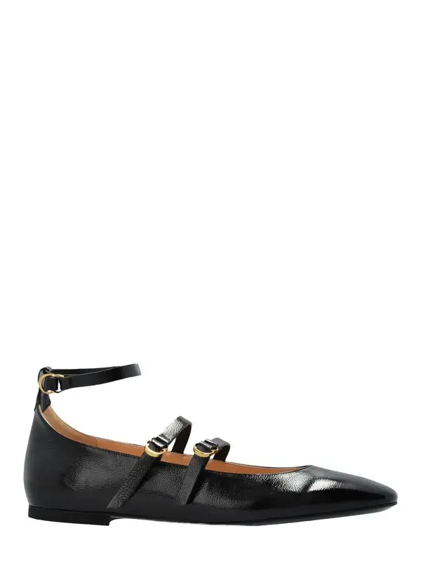 ODISSI Leather Ballet Flats - Black