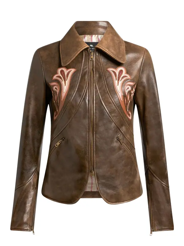 Etro Leather Blazer - Brown
