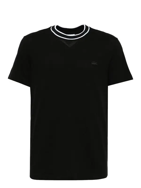 Lacoste Stretch Piqué Stripe Collar T-shirt - Black