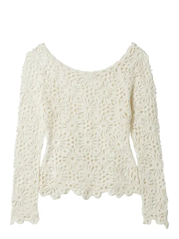 Norma Kamali Crocheted Cotton-blend Top - Ivory