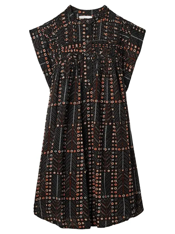 MARANT ETOILE Leazali Pintucked Printed Cotton-voile Mini Dress - Black