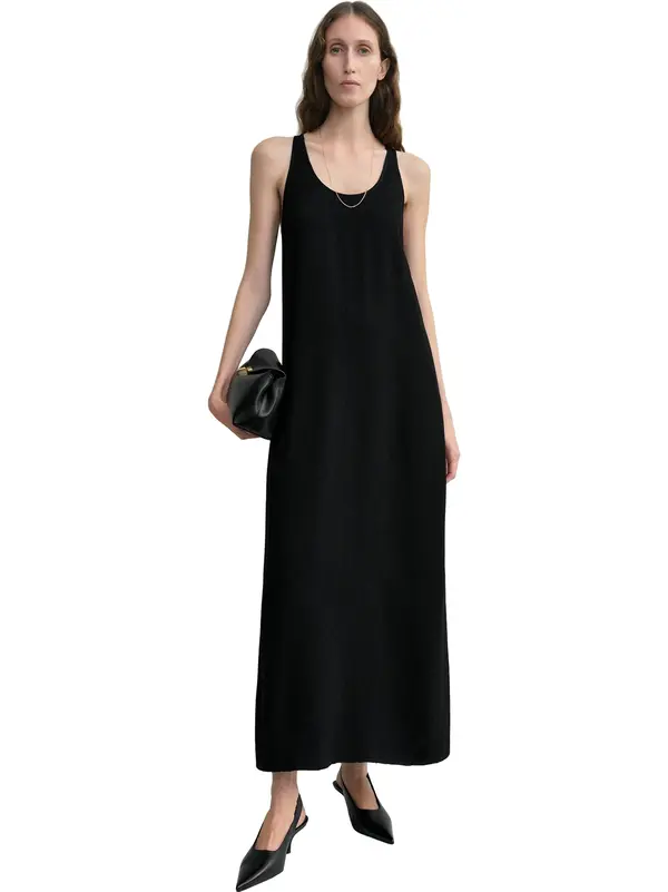 TOTEME Scoop-neck Sablé Tank Dress - Black