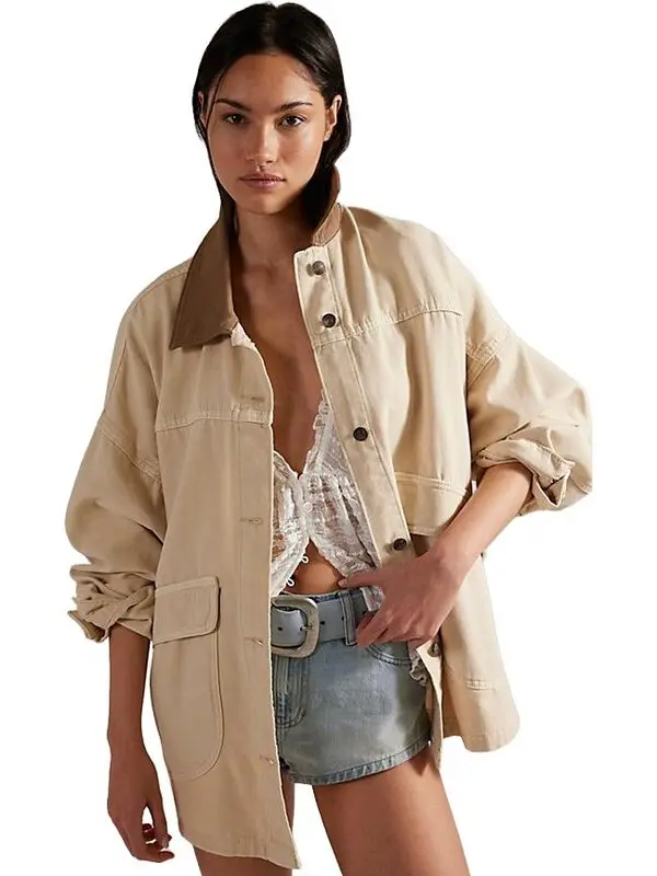 Free People We The Free Denim Jacket - White Cap Grey