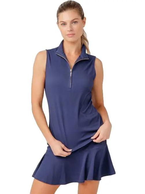 CABANA LIFE 1/4 Zip Sleeveless Sport Top - Navy
