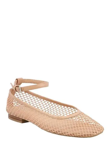 Mia Roz Ankle Strap Flat - Beige