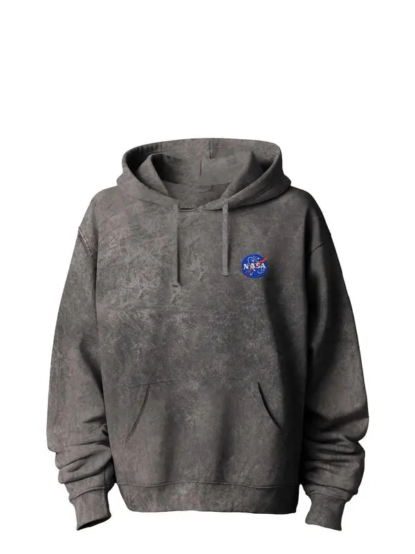 DALIX Nasa Embroidered Mineral Wash Hoodie - Gray