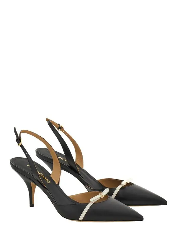 FERRAGAMO Gylla Pointed Toe Slingback Pumps - Nero