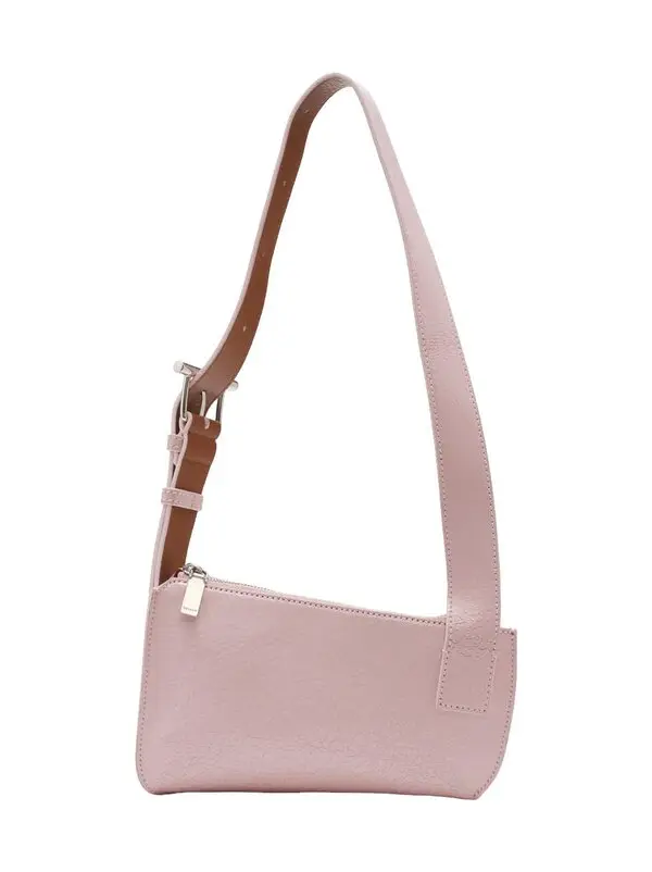 Alexander McQueen T-bar Sling Leather Crossbody Pouch - 1063 Pink/ Cognac/ Silver