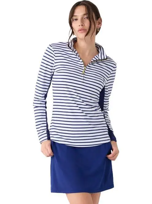 CABANA LIFE 1/4 Zip Sport Top - Navy Stripe