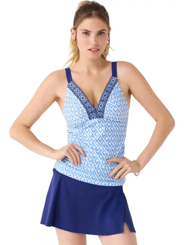 CABANA LIFE Embroidered Tankini Top - Seaside