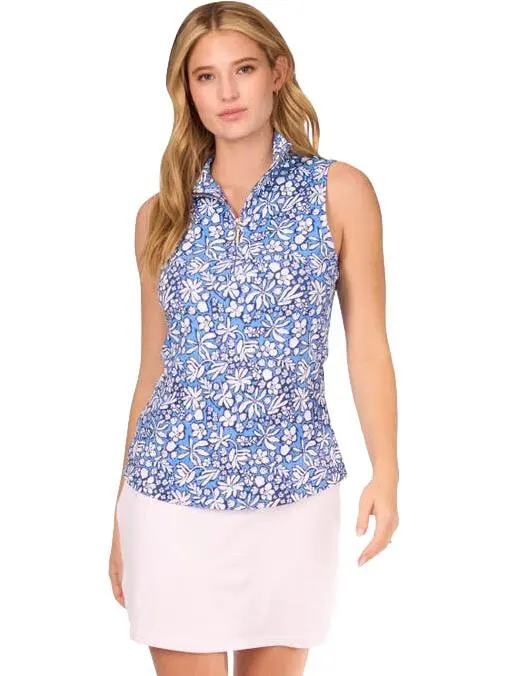 CABANA LIFE 1/4 Zip Sleeveless Sport Top - Seaside Floral