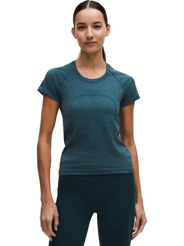 Lululemon Swiftly Tech Short-sleeve Shirt 2.0 Waist Length - Indochine Blue/rainbow Lurex