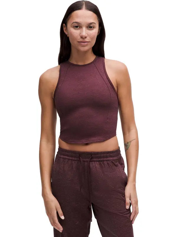 Lululemon Softy Suedey Crewneck Cropped Tank Top - Garnet/garnet