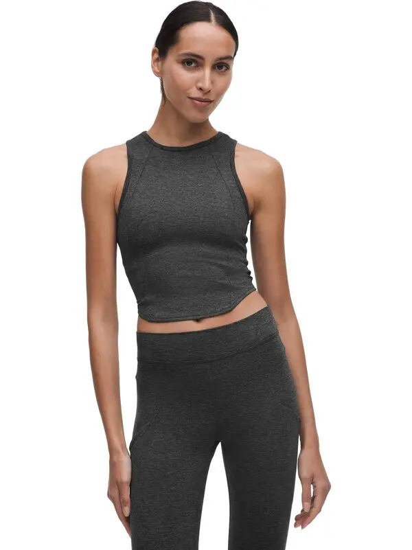 Lululemon Softy Suedey Crewneck Cropped Tank Top - Graphite Grey/graphite Grey