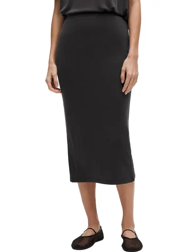 Lululemon Drapey Softstreme Column Midi Skirt - Black
