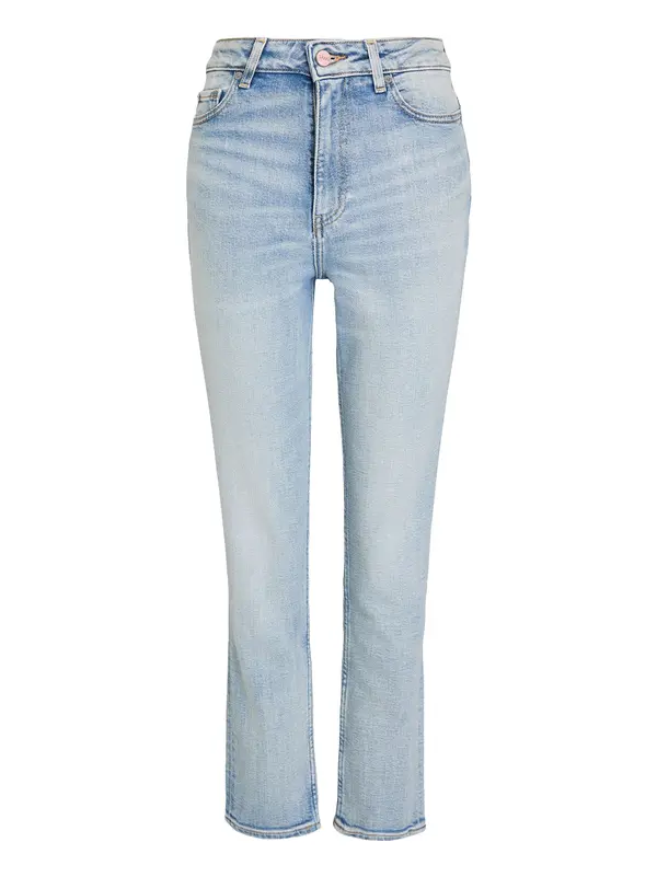 GANNI Faded High-rise Slim-leg Jeans - Light Denim