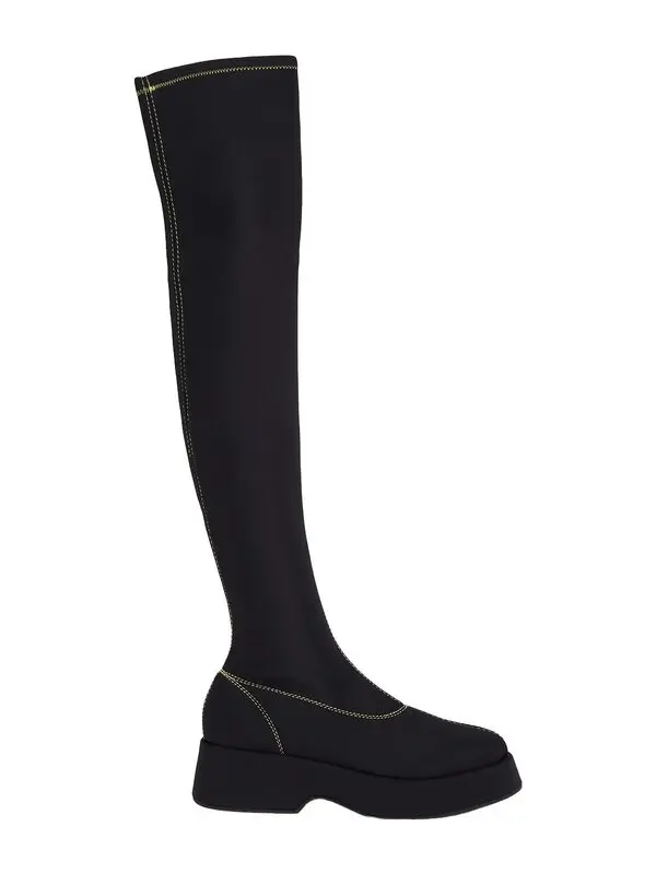 GANNI Scuba Platform Thigh Boots - Black