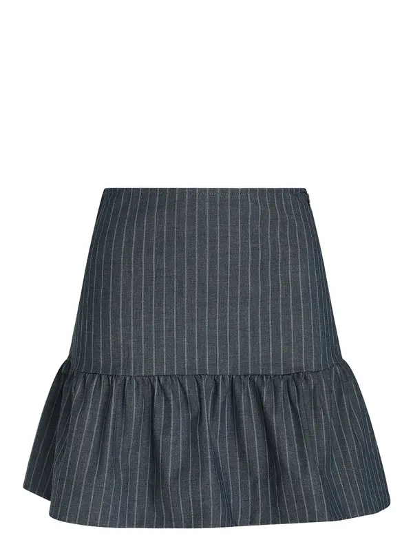GANNI Pinstriped Twill Mini Skirt - Dark Gray