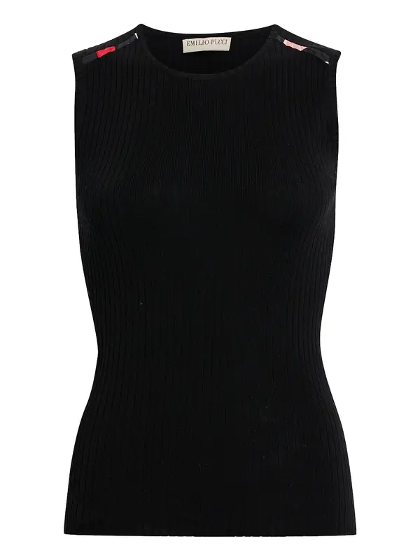 Emilio Pucci Ribbed Cotton Tank - Black
