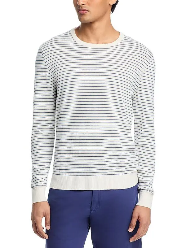 Bloomingdale'S Cotton Cashmere Striped Crewneck Sweater Exclusive - Cannoli/ New Beach Blue