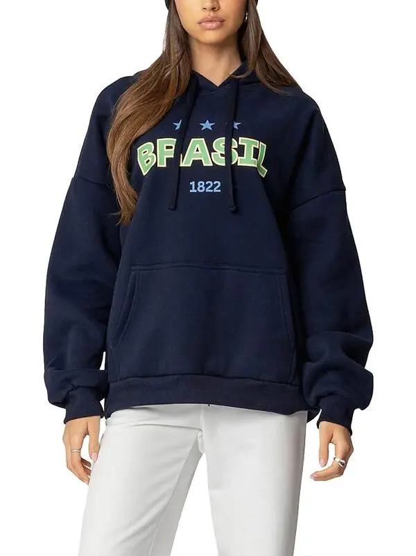 EDIKTED Brasil Oversized Hoodie - Navy