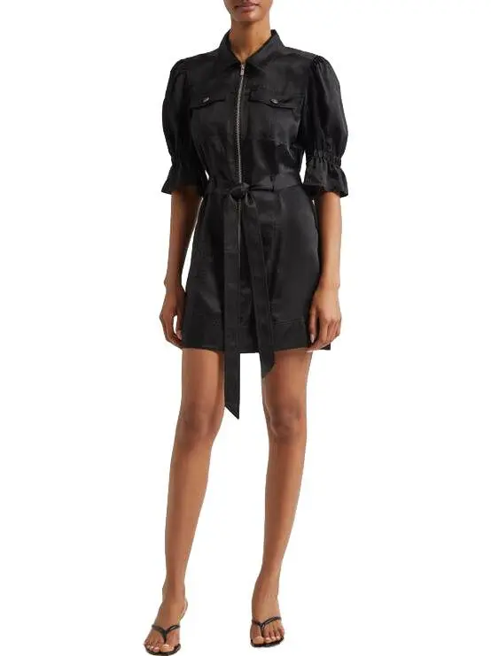 Cinq À Sept Holly Puff Sleeve Satin Dress - Black