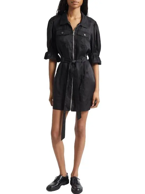 Cinq À Sept Holly Puff Sleeve Satin Dress - Black